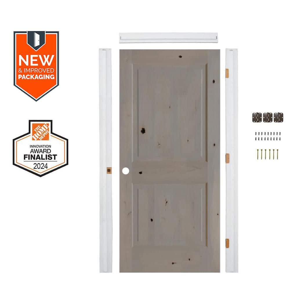 Krosswood Doors 32in.x80in. Knotty Alder Sq. Top Right-Hand Grey Stain ...