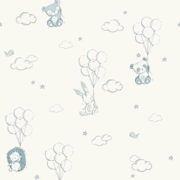 Advantage Floating Balloons Light Blue Animal Wallpaper Sample 4203 ...