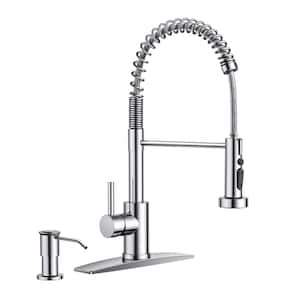 FORIOUS Single Spring Handle Kitchen Faucet with Pull Down Sprayer ...