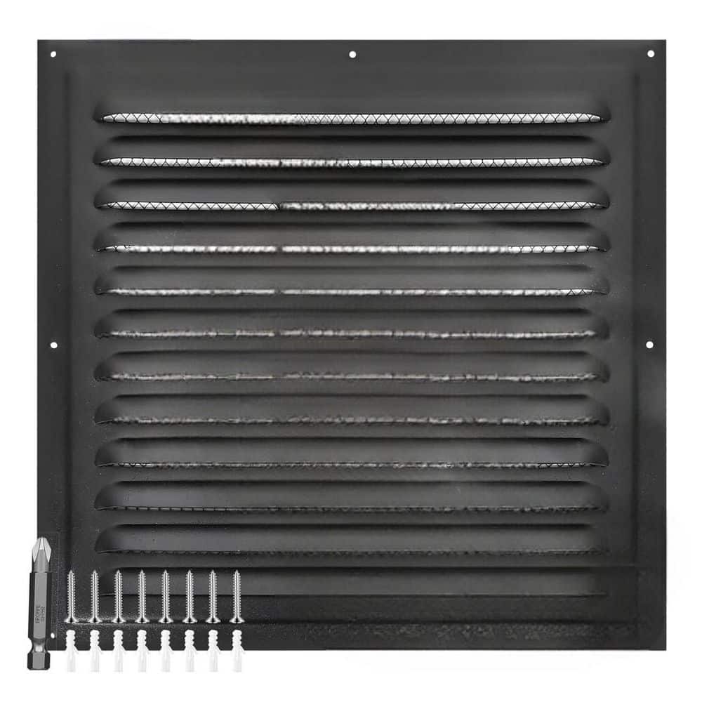 KIWDZFU 12x12 Inch Square Black Aluminum Gable Vent with Screened Metal ...