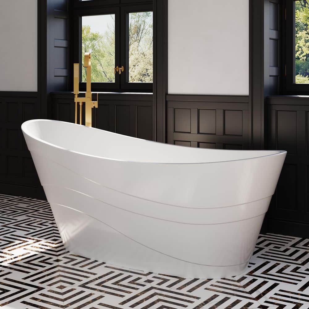 WELLFOR Trace 67 in. x 29 in. 100% Pure Virgin Acrylic Freestanding ...