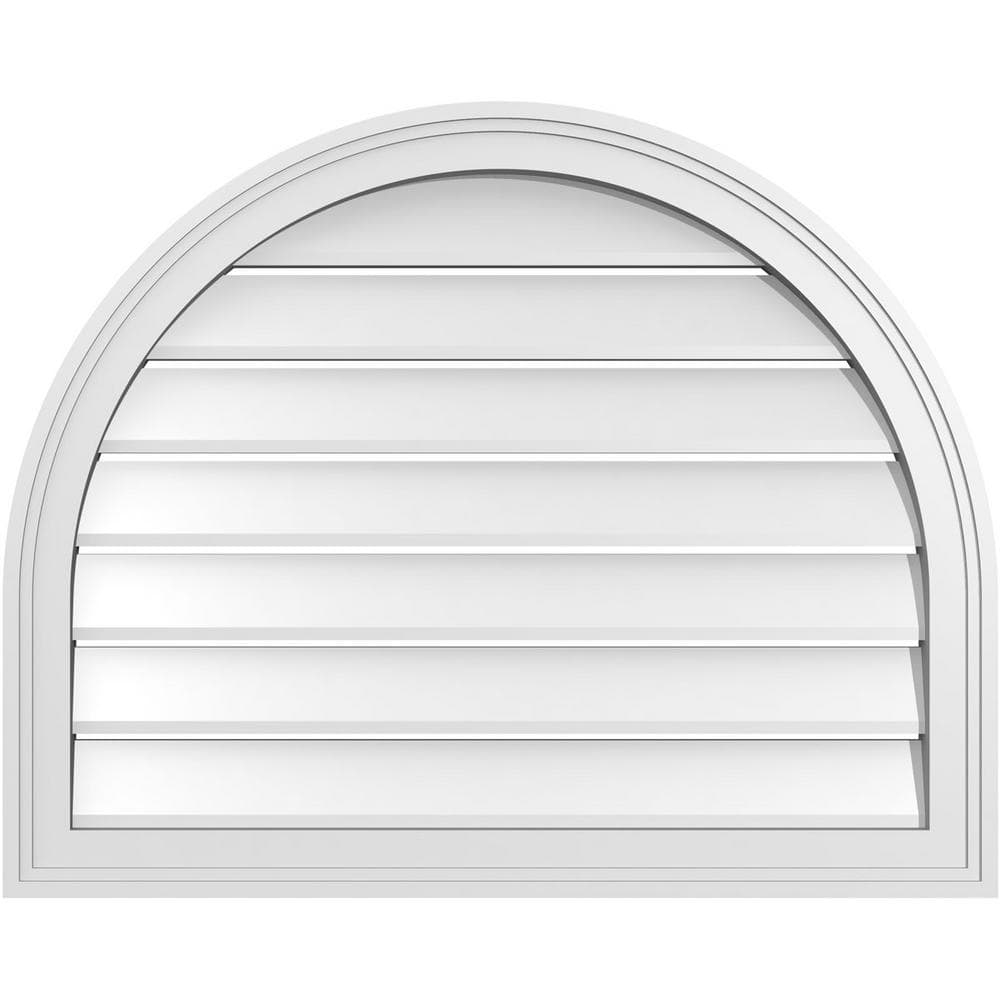 Ekena Millwork 30 in. x 24 in. Round Top White PVC Paintable Gable ...