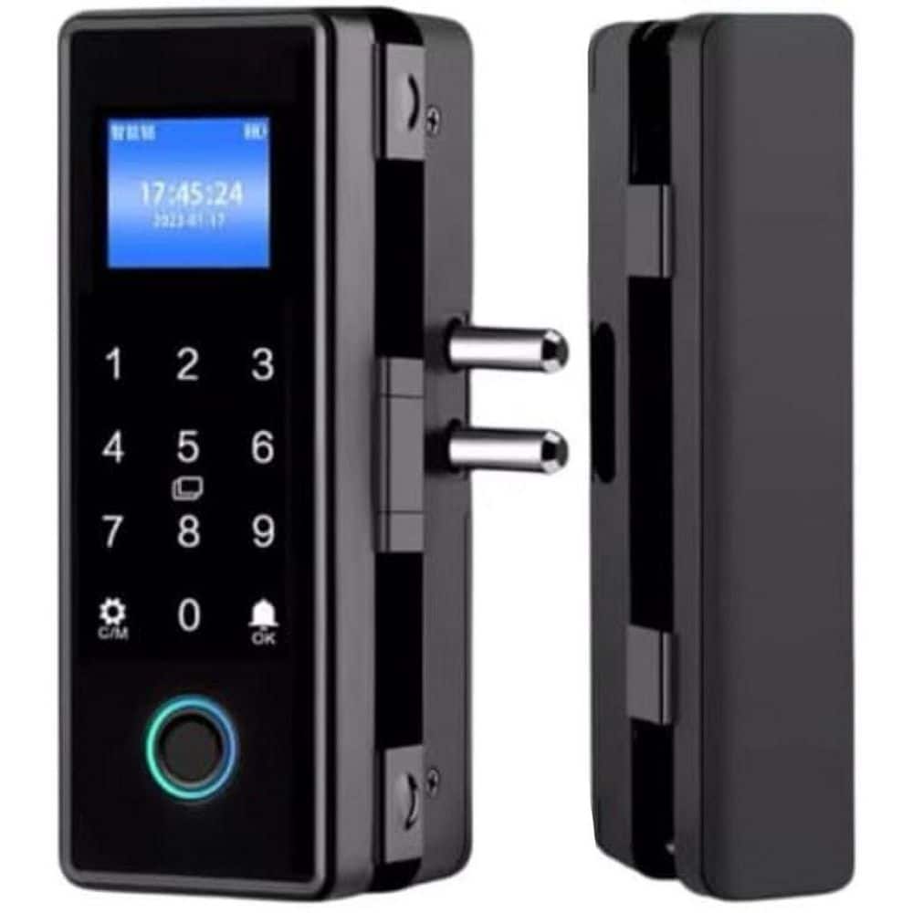 5 in 1 Smart Lock Fingerprint Glass Door Lock with Keypad Doorbell ...