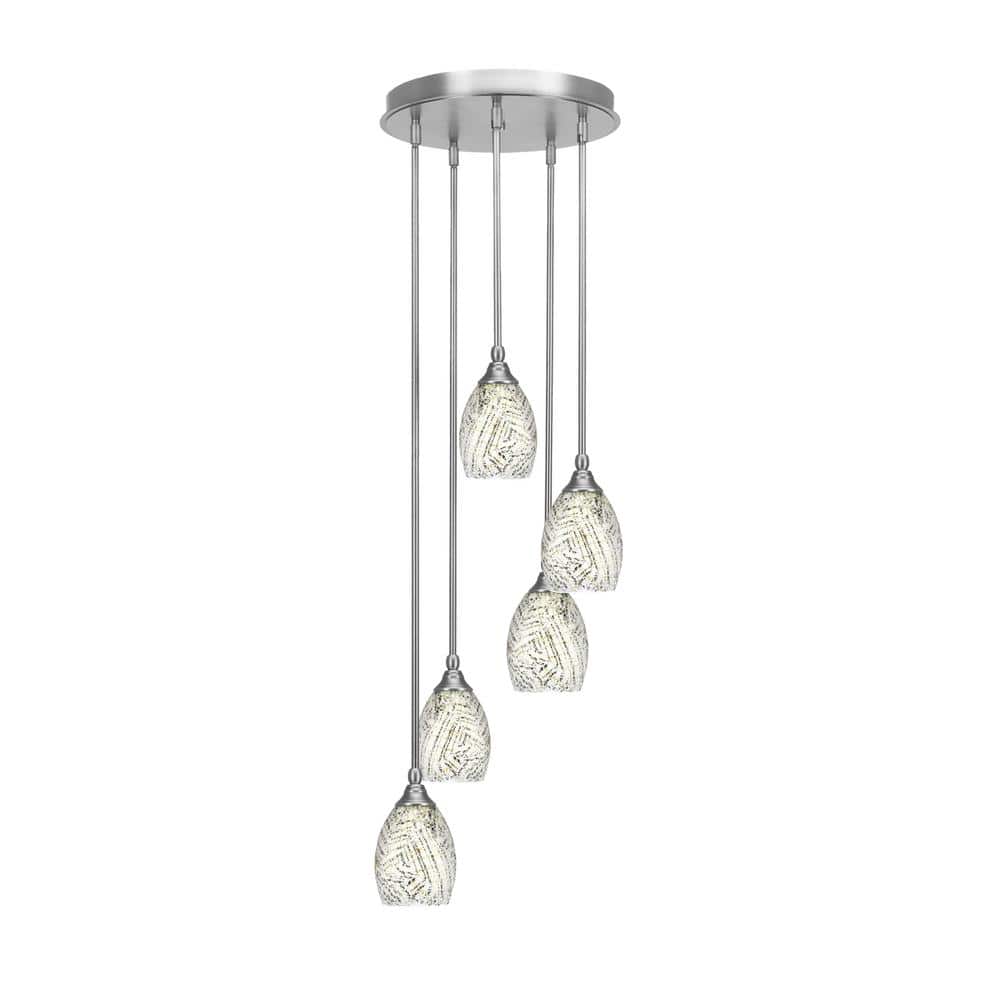 Villa 5 Light Brushed Nickel Pendant, Cluster Pendant Light with 5 in ...