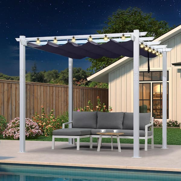 PURPLE LEAF 10 ft. x 10 ft. White Aluminum Frame Morden Pergola with ...