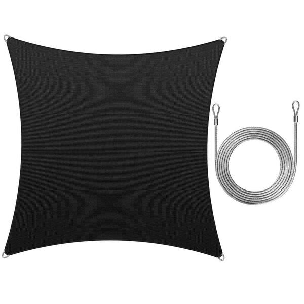 AMGO 24 ft. x 24 ft. Square Pro Ring Sun Shade Sail with Rope-Black AR ...