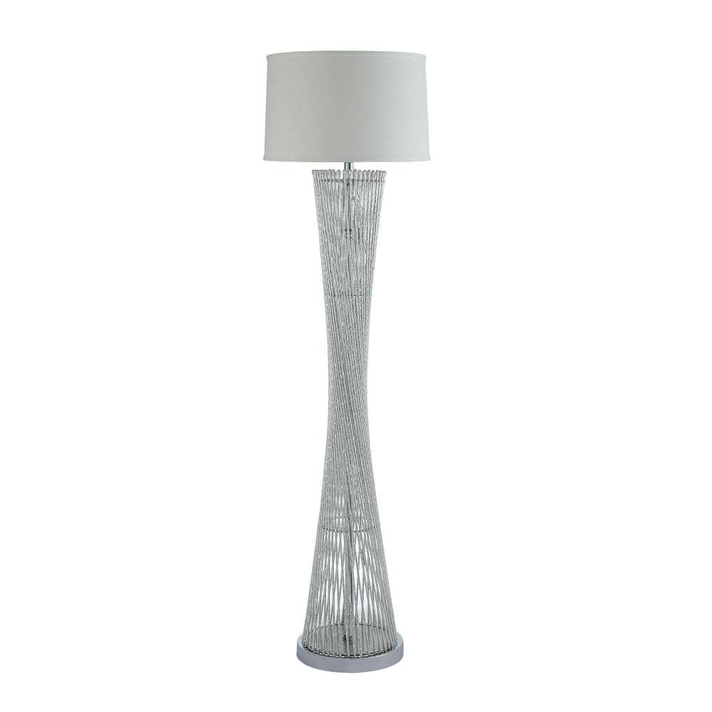 EVERGLADE HOME Colette 63 in. Chrome Floor Lamp with Fabric Shade LX ...