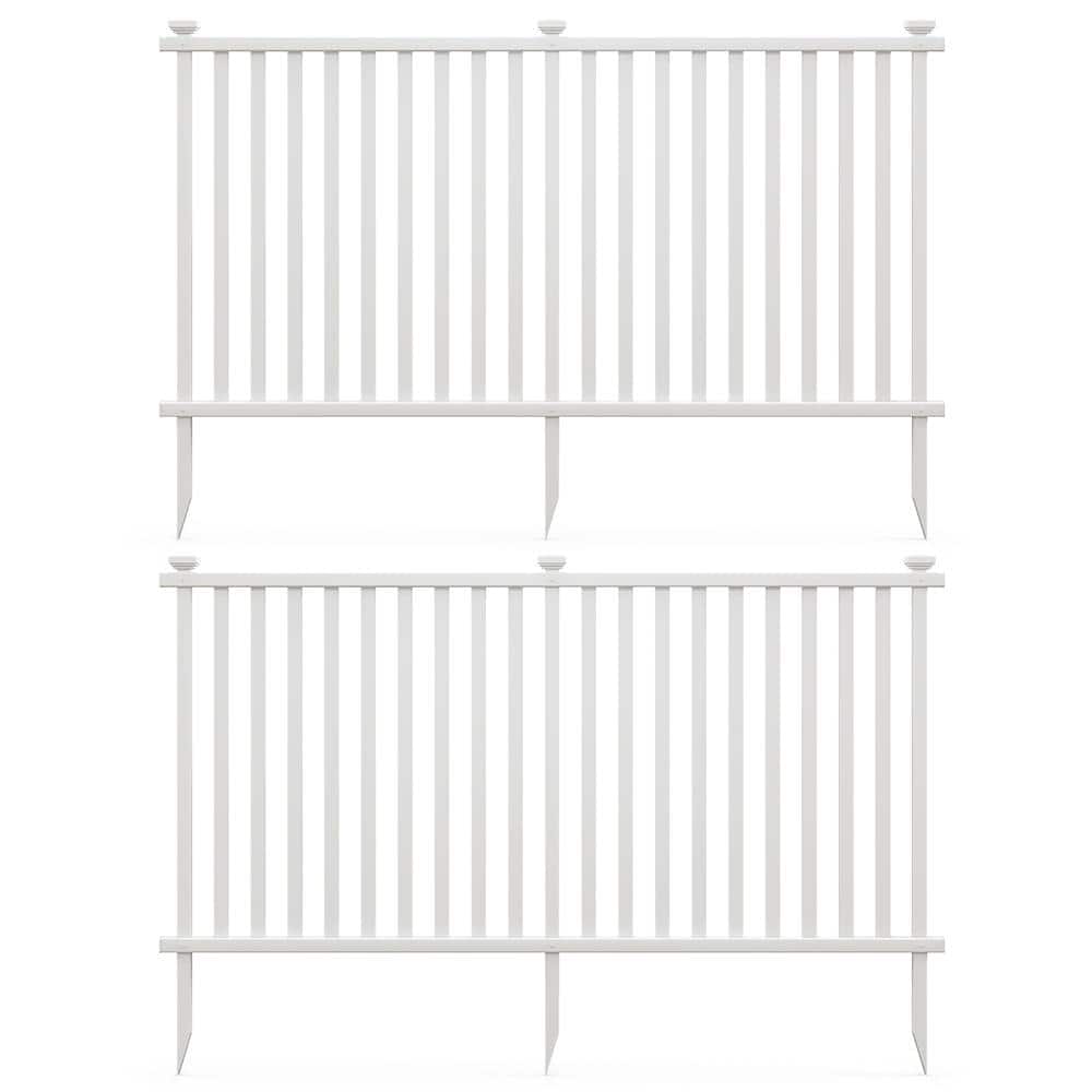 HONEY JOY 51 in. Plastic Garden Fence Vinyl with Sharp Ground Stakes ...