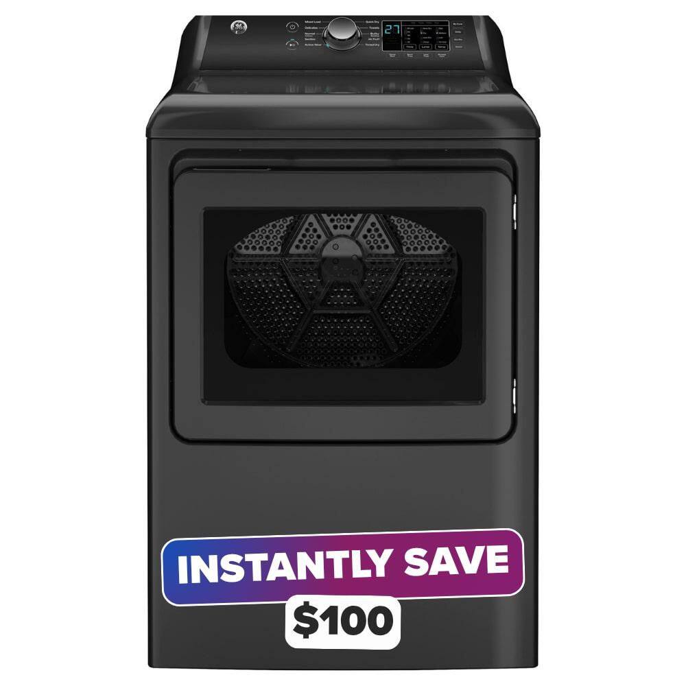 GE 7.4 cu. ft. vented Front Load Gas Dryer in Diamond Gray with Sensor ...