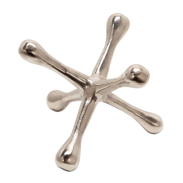 Liv & Skye Silver 8 in. x 5 in. Metal Jacks Abstract Sculpture 12860-03 ...