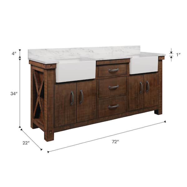 Water Creation Paisley 72 in. W x 22 in. D Vanity in Rustic Water Creation Paisley 72 in. W x 22 in. D Vanity in Rustic