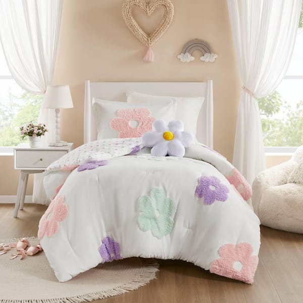 URBAN HABITAT KIDS Madeline 3-Piece White/Purple Polyester Twin ...
