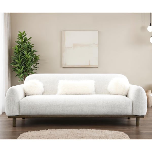 Furniture of America Nancy 83.8 in. Mid Century Soft Round Arm Chenille ...