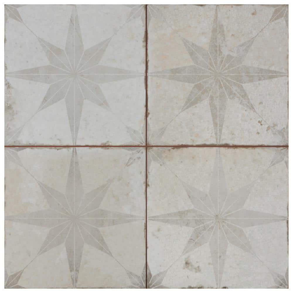 Merola Tile Kings Star White 9 in. x 9 in. Ceramic Floor and Wall Take ...