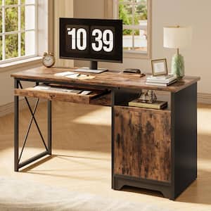 Bestier 55 in. Rustic Brown Computer Desk with Monitor Stand and ...