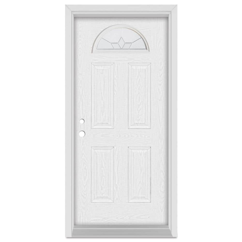Stanley Doors 36 in. x 80 in. Geometric Right-Hand Half Moon Lite Zinc ...