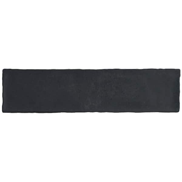 Giorbello Fes Ceramic 3 in. x 12 in. x 10mm Subway Wall Tile - Black ...