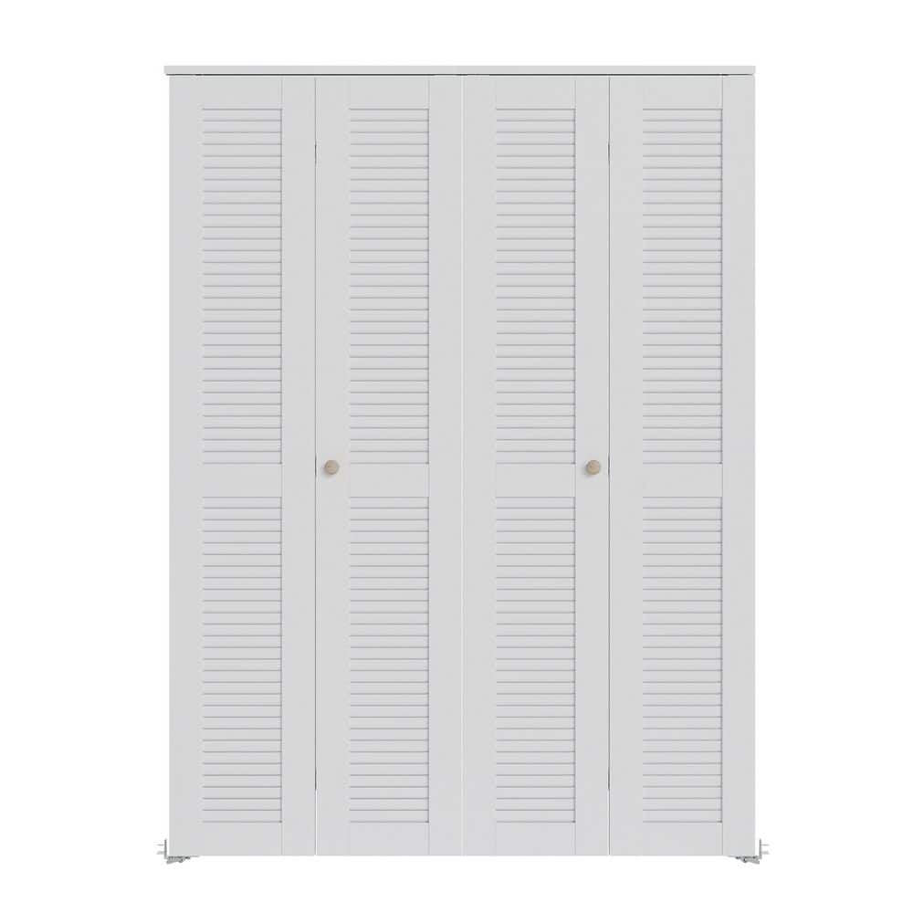 GOLDENPOLEY 72 in. x 78.75 in. (Double 36 in.) Louver/Louver Solid Core ...