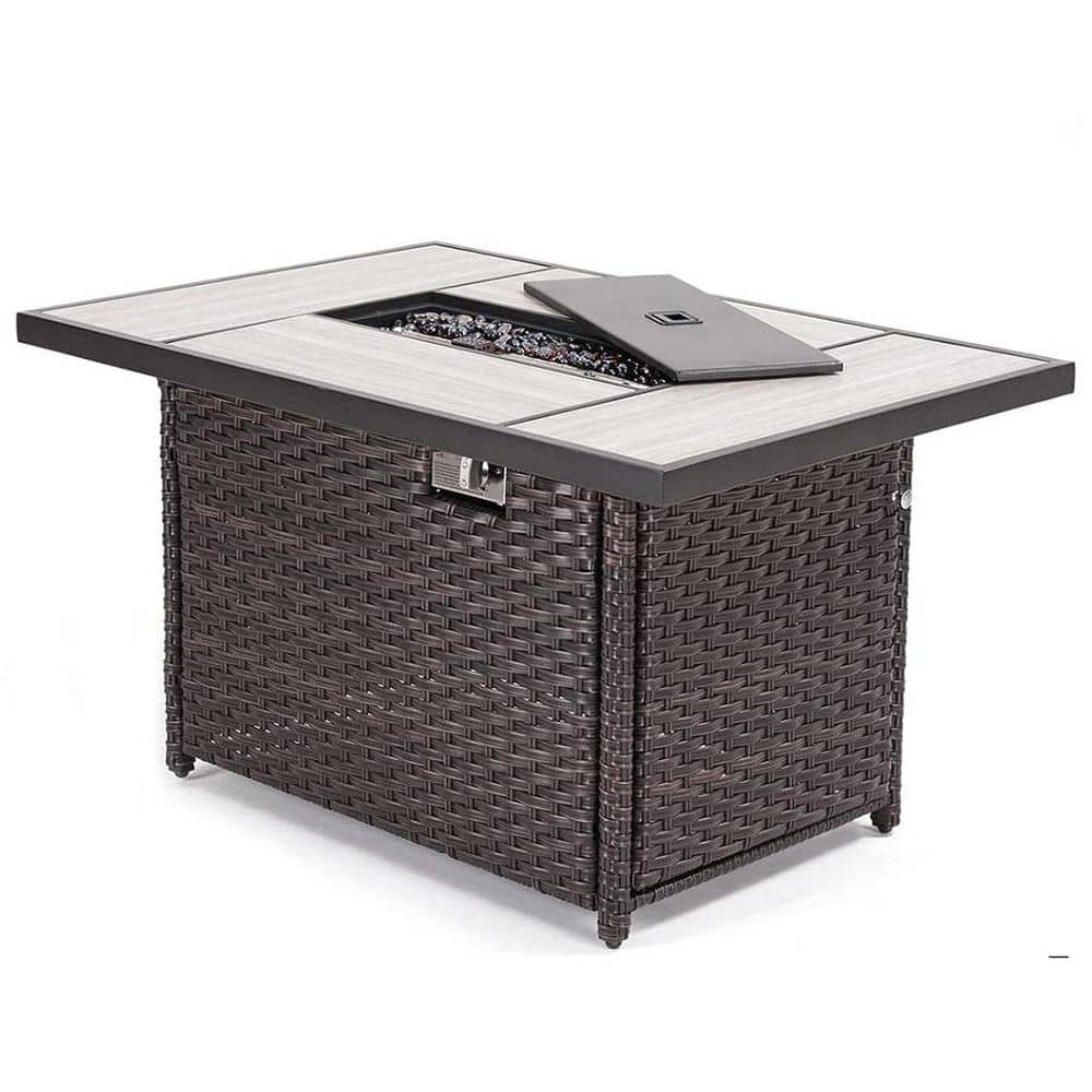 MEOOEM 43 in. 50,000 BTU Propane Outdoor Fire Pit Table with Cover/Lid ...