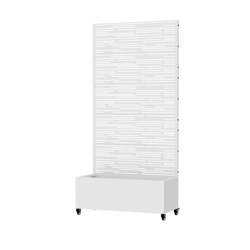 Lirago 72 in. H x 35 in. W White Outdoor Galvanized Steel Privacy ...