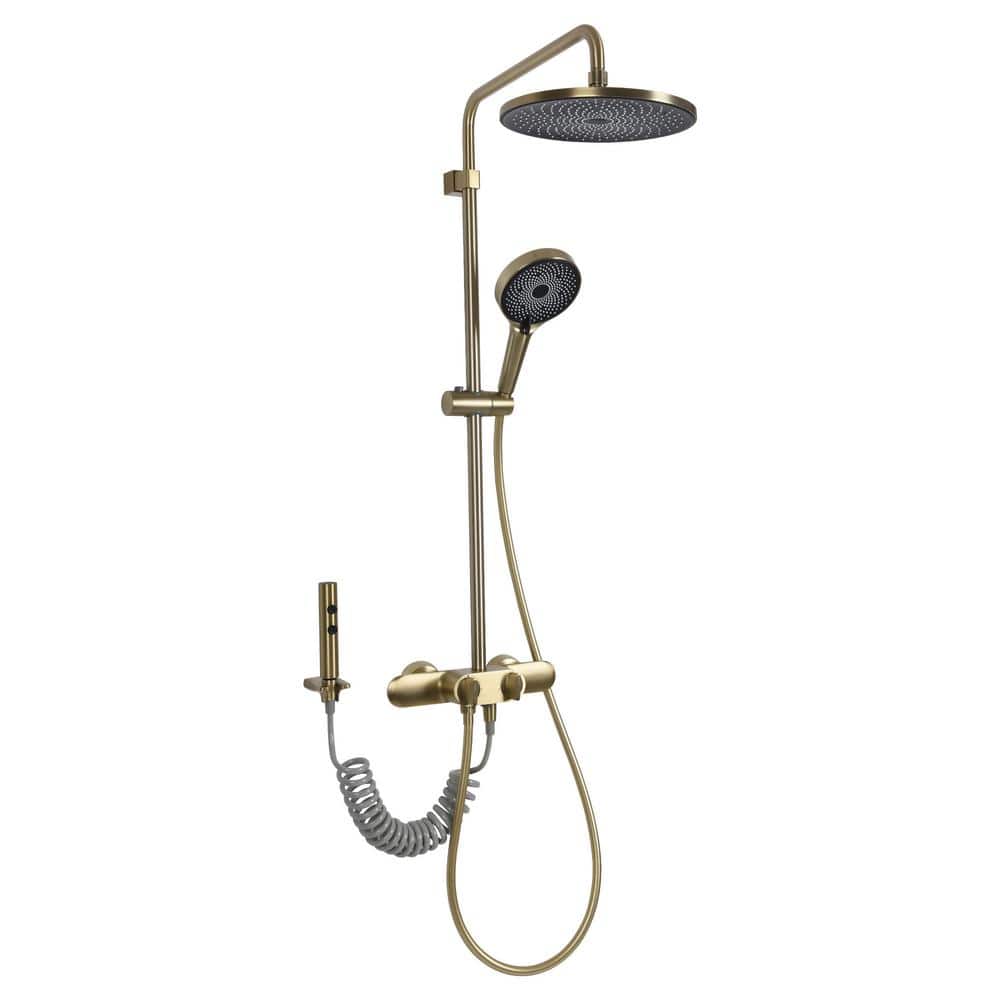 FLG Double Handle 4-Spray Tub and Shower Faucet with Hand Shower 1.8 GPM Rain Shower System in ...