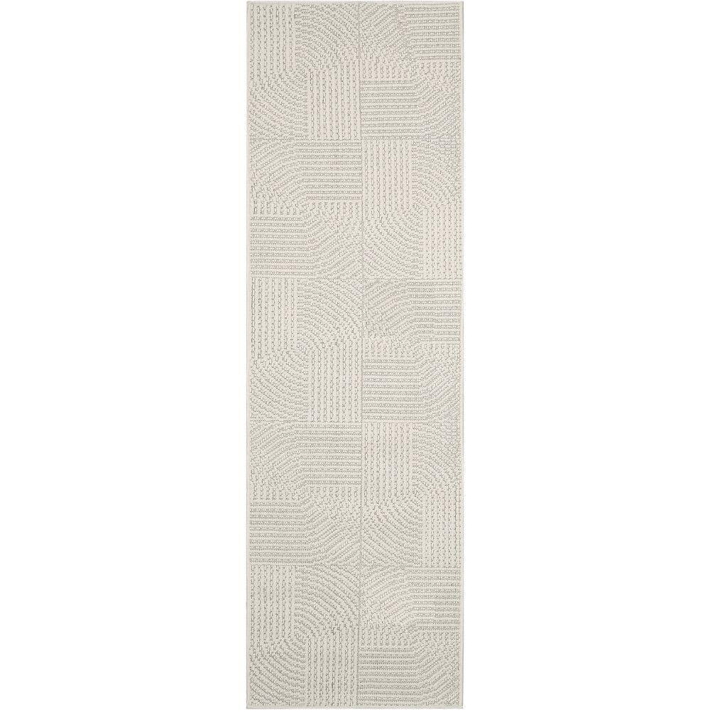 Nourison Textured Home Ivory 2 ft. x 8 ft. Geometric Contemporary ...