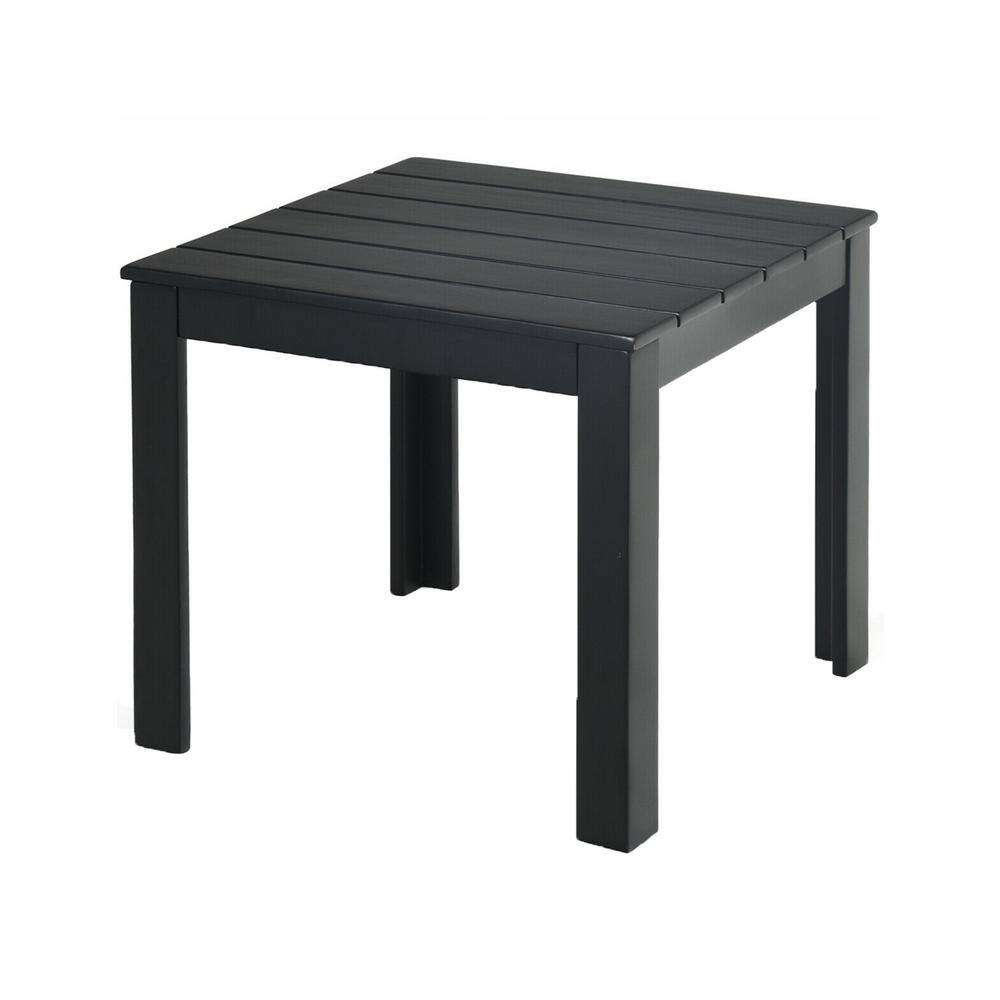 FORCLOVER Wood Square Patio Coffee Table in Black HYM-0304BK - The Home ...