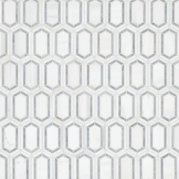 MSI Pavilion Picket 12 in x 12 in. Polished Marble Mesh-Mounted Mosaic ...