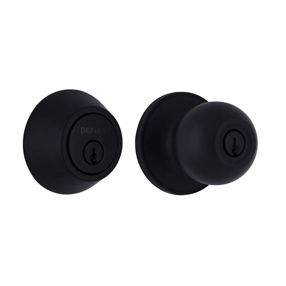 Defiant Matte Black Keyed Ball Entry Door Knob with Single Cylinder Combo Pack BWX9B91B - The ...