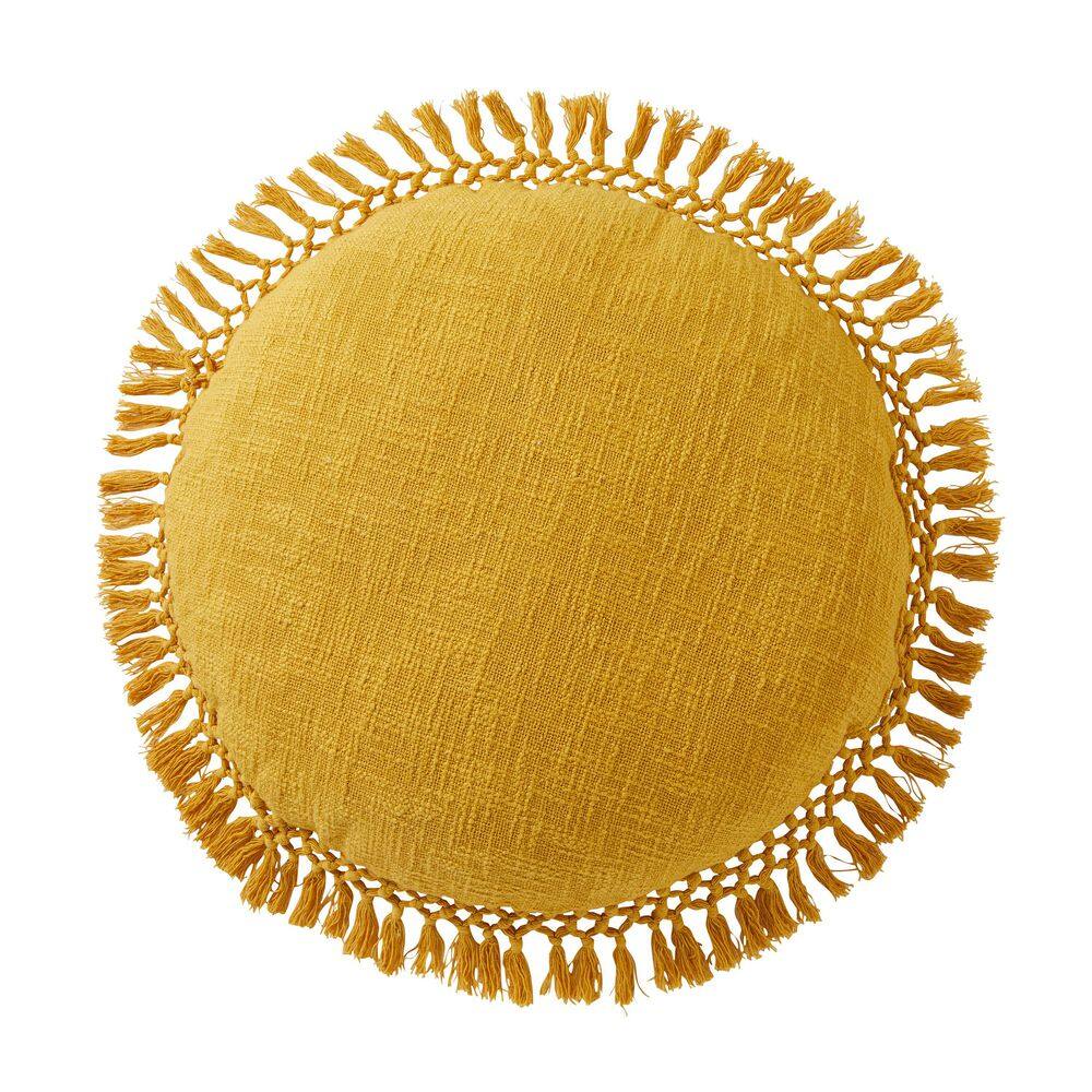 VCNY Home Tufted Medallion Gold Decorative Throw Pillow 20 in. x 20 uin ...