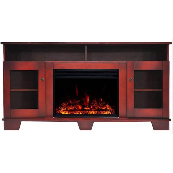Cherry wood tv stand with fireplace store