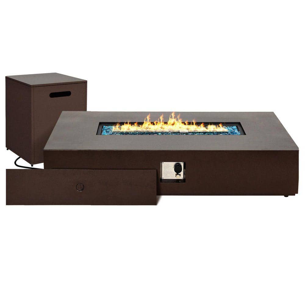 UPHA 56 in. 50,000 BTU Outdoor Fire Pit Table with Propane Tank Cover ...