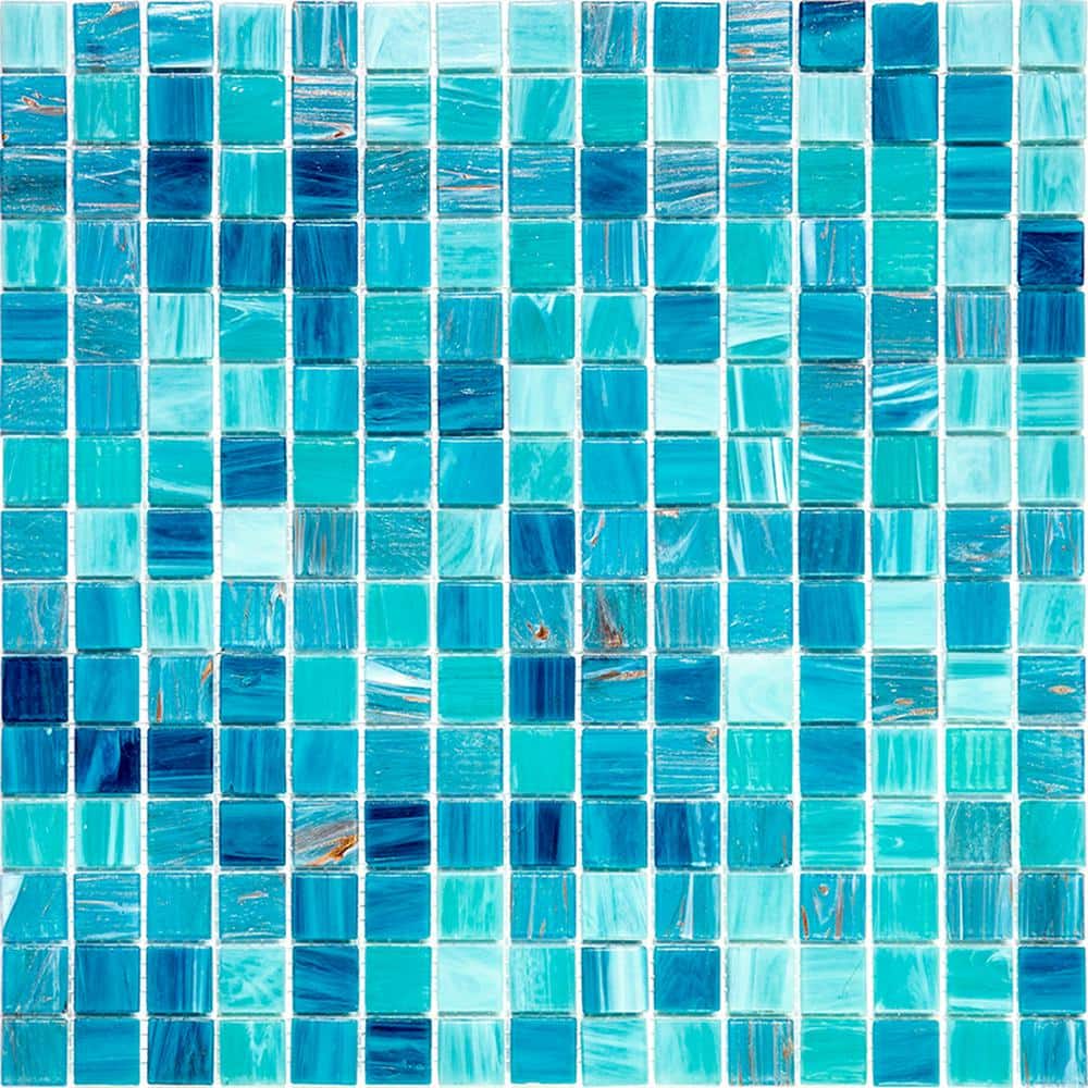 Apollo Tile Mingles 12 in. x 12 in. Glossy Turquoise Green Glass Mosaic ...
