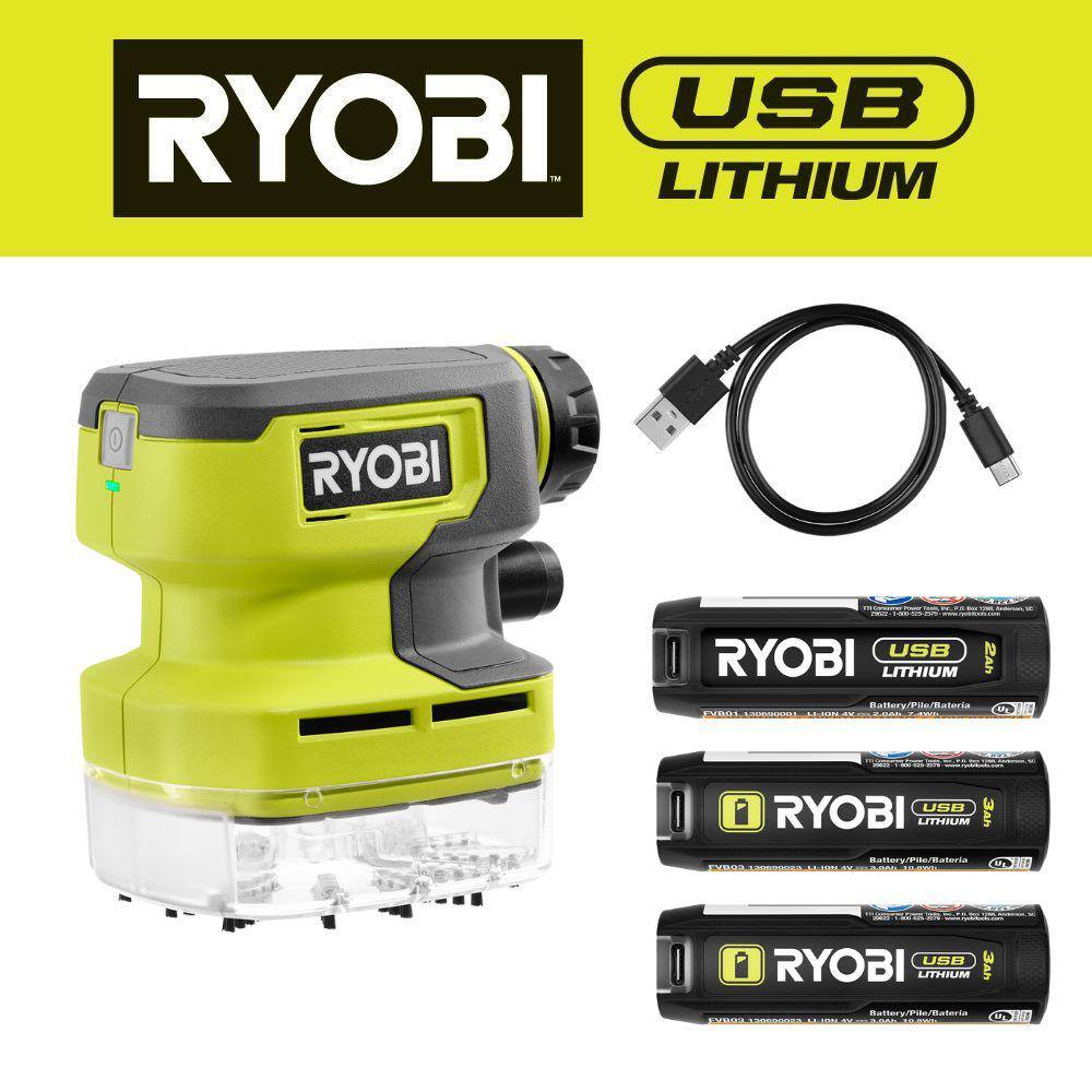 RYOBI USB Lithium Desktop Vacuum Kit with 2.0 Ah Lithium-Ion Battery ...