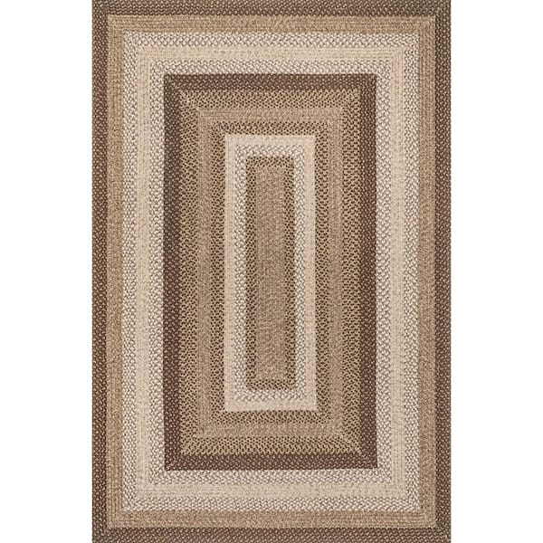 nuLOOM Sammy Braided Ombre Tan 6 ft. x 9 ft. Indoor/Outdoor Area Rug ...
