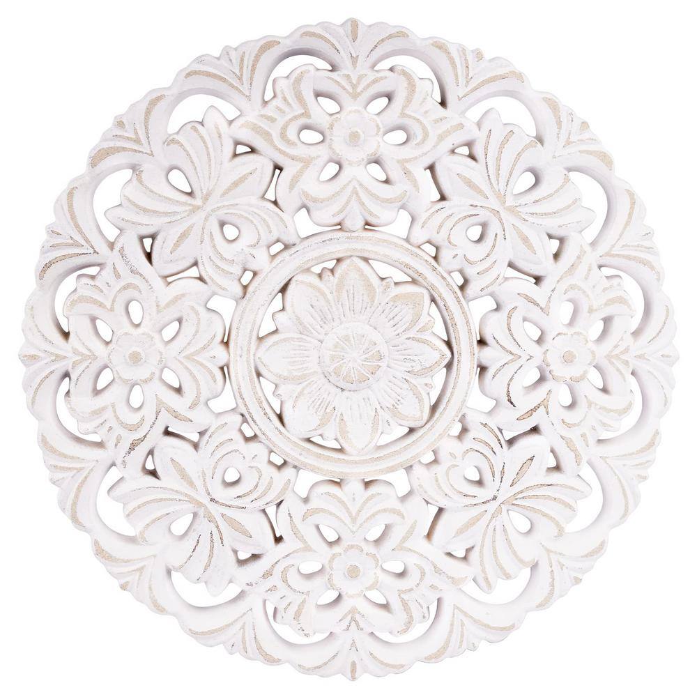 Wall Hanging Flower Round Wall Art Wooden Wall Panel Distressed Wall ...