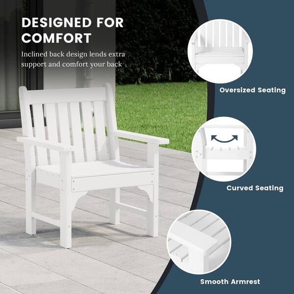 WESTIN OUTDOOR Laguna Outdoor Patio Weather Resistant Poly Plastic Garden Arm Chair in White OP2013 WH The Home Depot