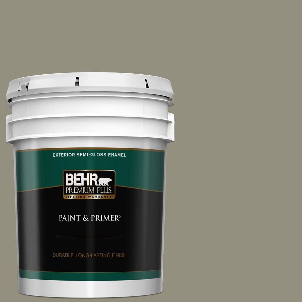 BEHR PREMIUM PLUS 5 gal. #N350-5 Muted Sage Semi-Gloss Enamel Exterior ...