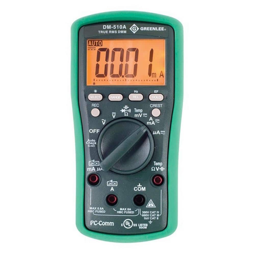 Greenlee 1000V, 8A 6,000-Count Digital Multimeter, Includes (2) 1.5 V ...