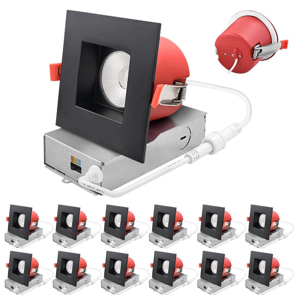 LUXRITE 4" Square Integrated LED Recessed Light J-Box 5CCT 2-Hour Fire ...