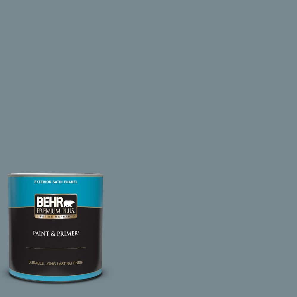 BEHR PREMIUM PLUS 1 qt. #N470-5 Norwegian Blue Satin Enamel Exterior ...