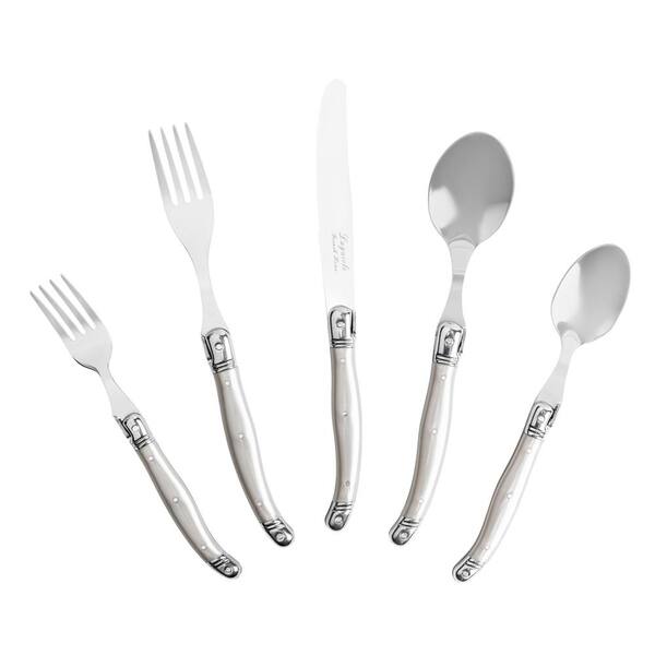 French Home 20-Piece Laguiole Flatware Set, Service for 4 in Pewter ...