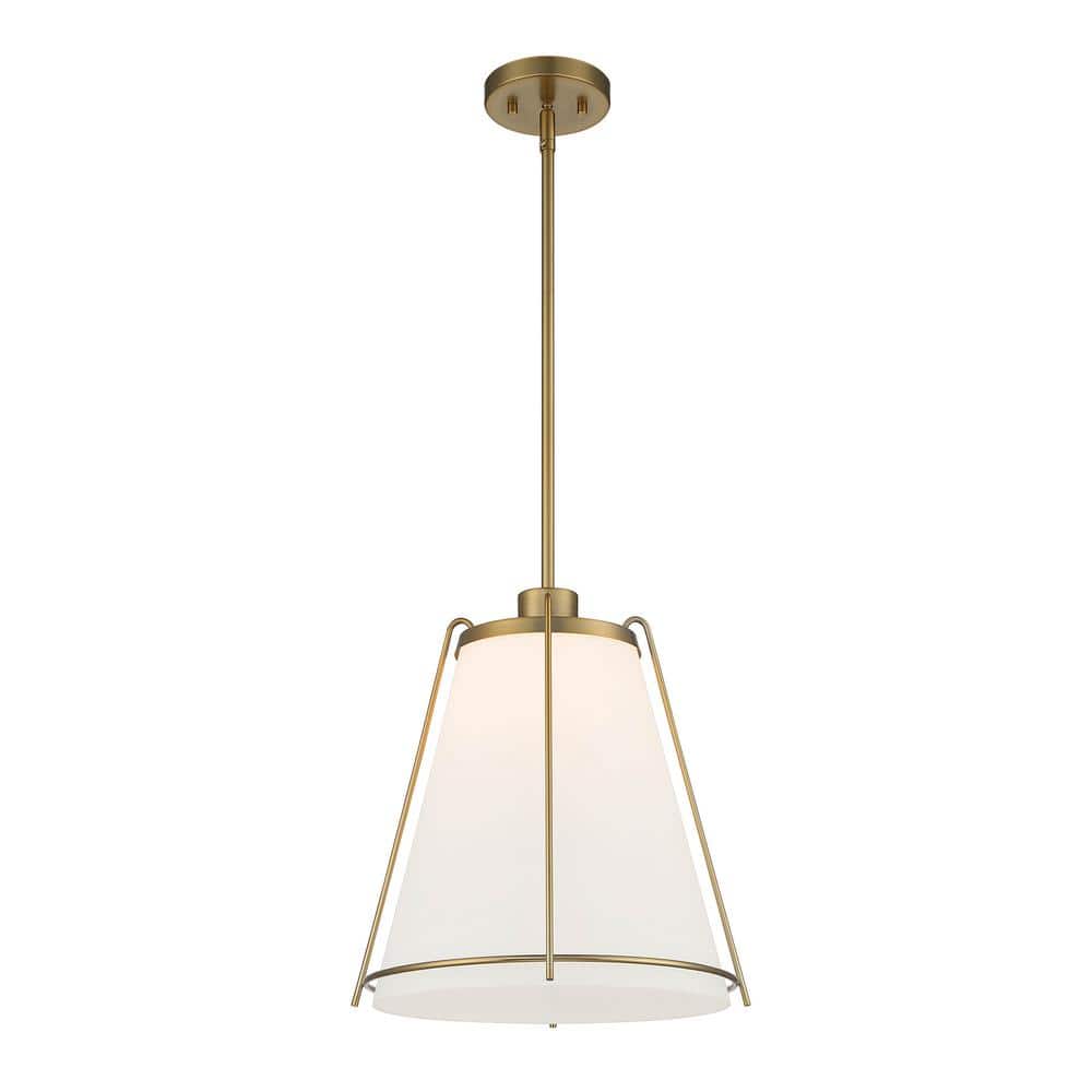 Cordelia Lighting Dara 60-Watt 1-Light Brushed Gold Pendant with Opal ...