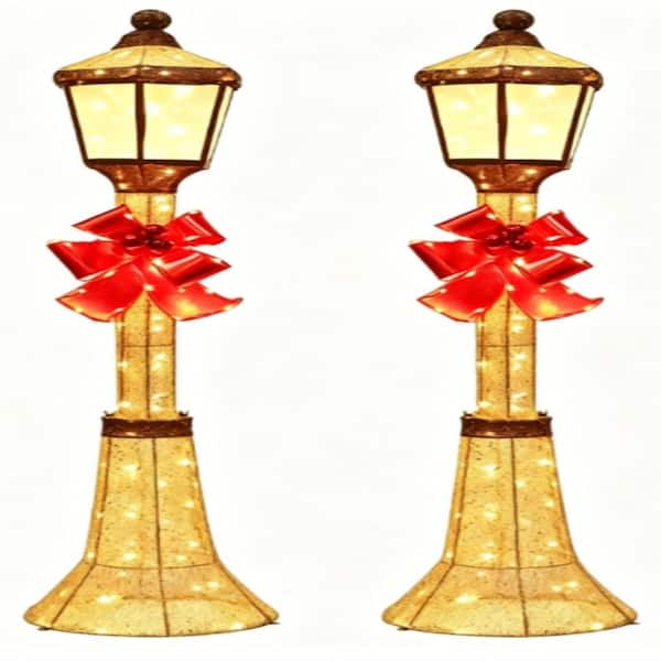 Starfree 2-Piece 5 FT. Outdoor Christmas Decoration Lamp Post with Warm ...