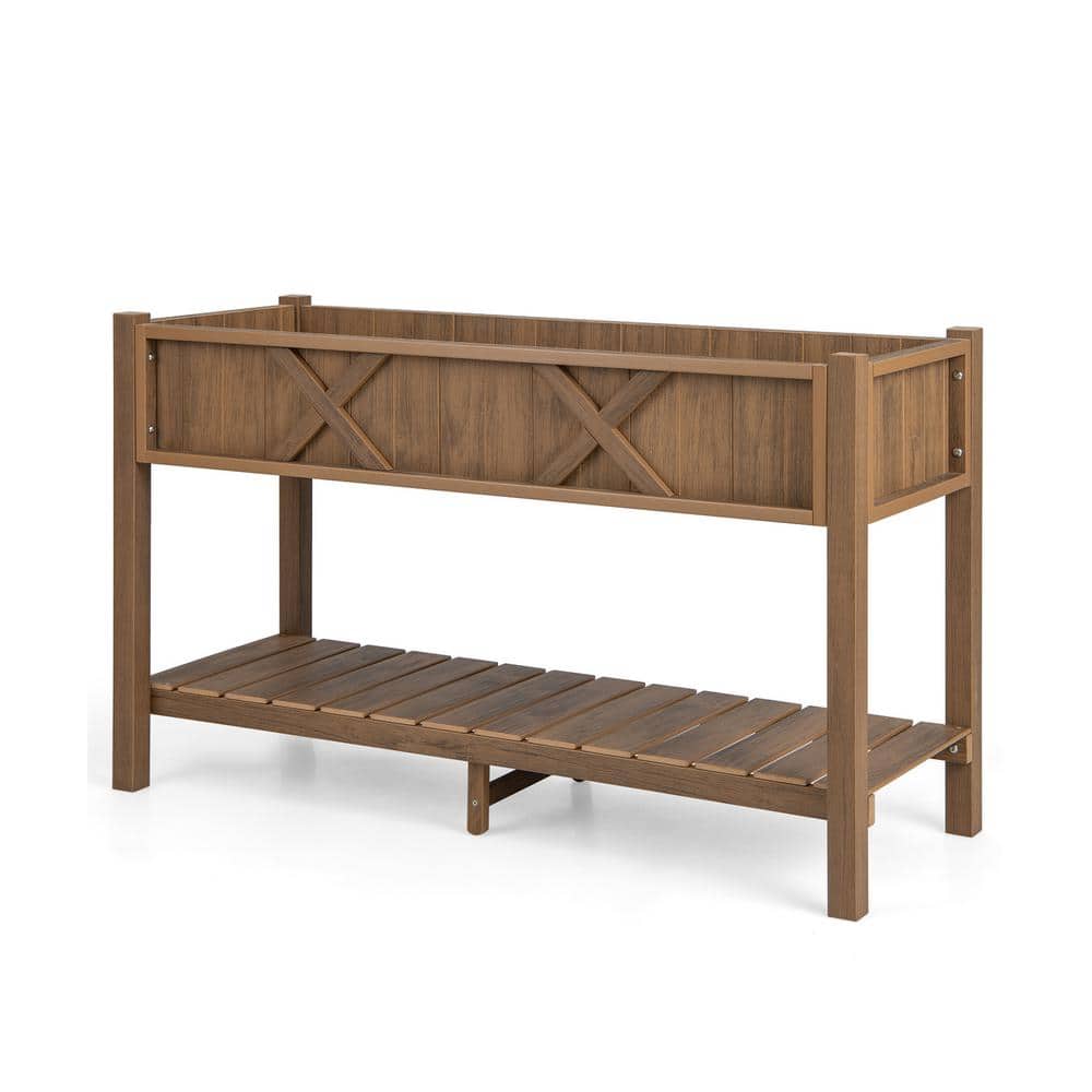 ANGELES HOME 47 in. Poly Wood Indoor/Outdoor Elevated Planter Box with ...