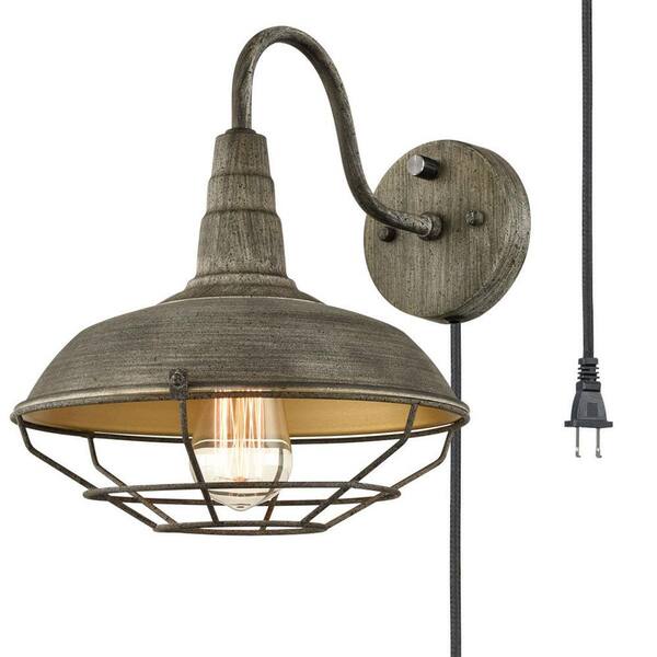 CLAXY 11.34 in. 1-Light Blue Modern Wall Sconce with Standard Shade HK ...
