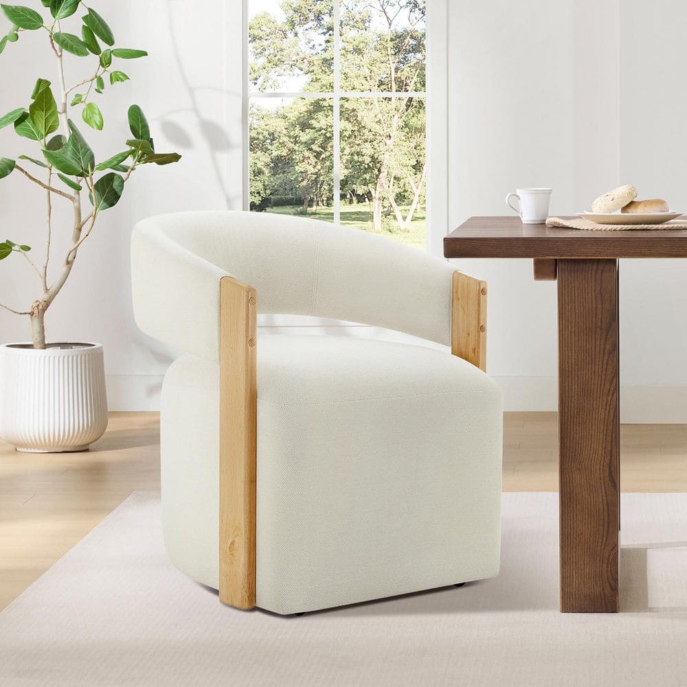 Spruce & Spring Ines Beige Fabric Modern Upholstered Dining Chairs with ...