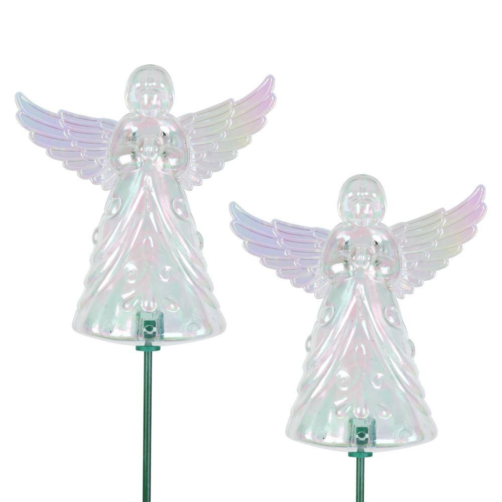 Exhart 2.48 ft. Clear Plastic Angel WindyWing Garden Stakes (2-Pack ...