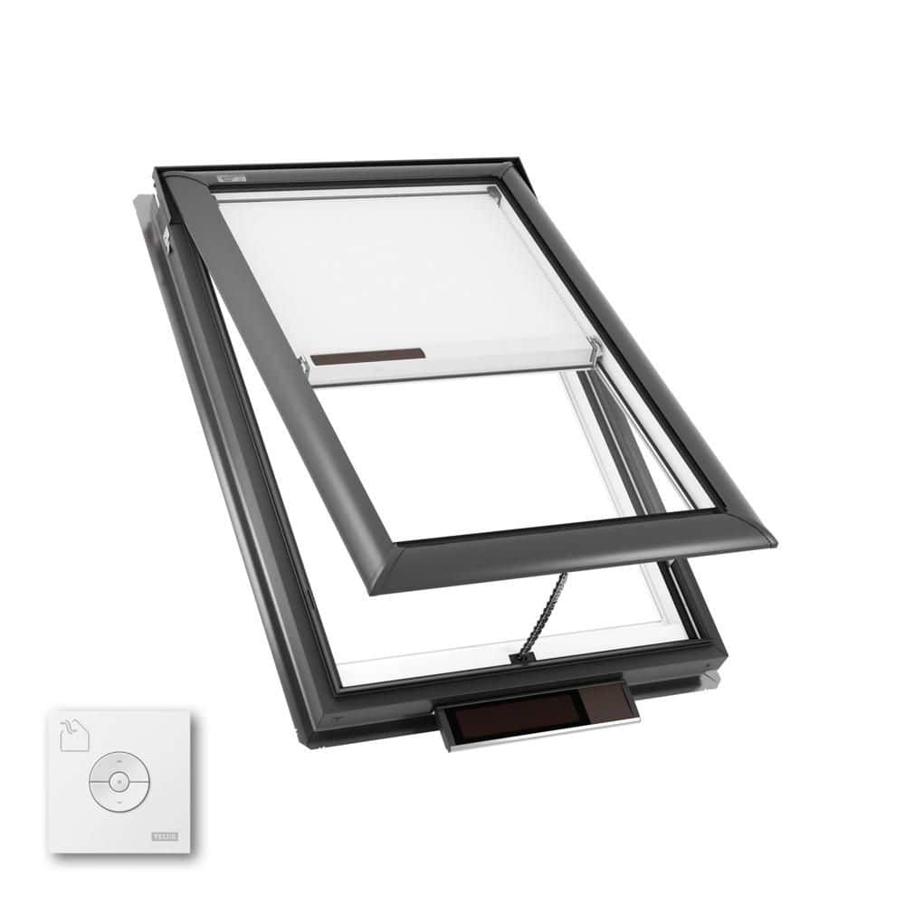 VELUX 30-1/16 in. x 45-3/4 in. Solar Powered Venting Deck Mount Skylight w/ Laminated LowE3 ...