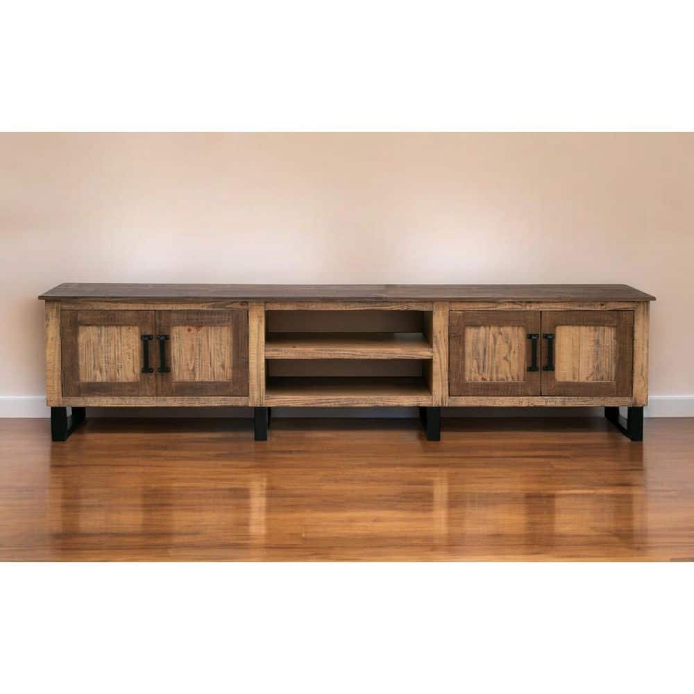 HomeRoots Brown TV Stand Fits TV's up to 88 in. with Shelves;Storage ...